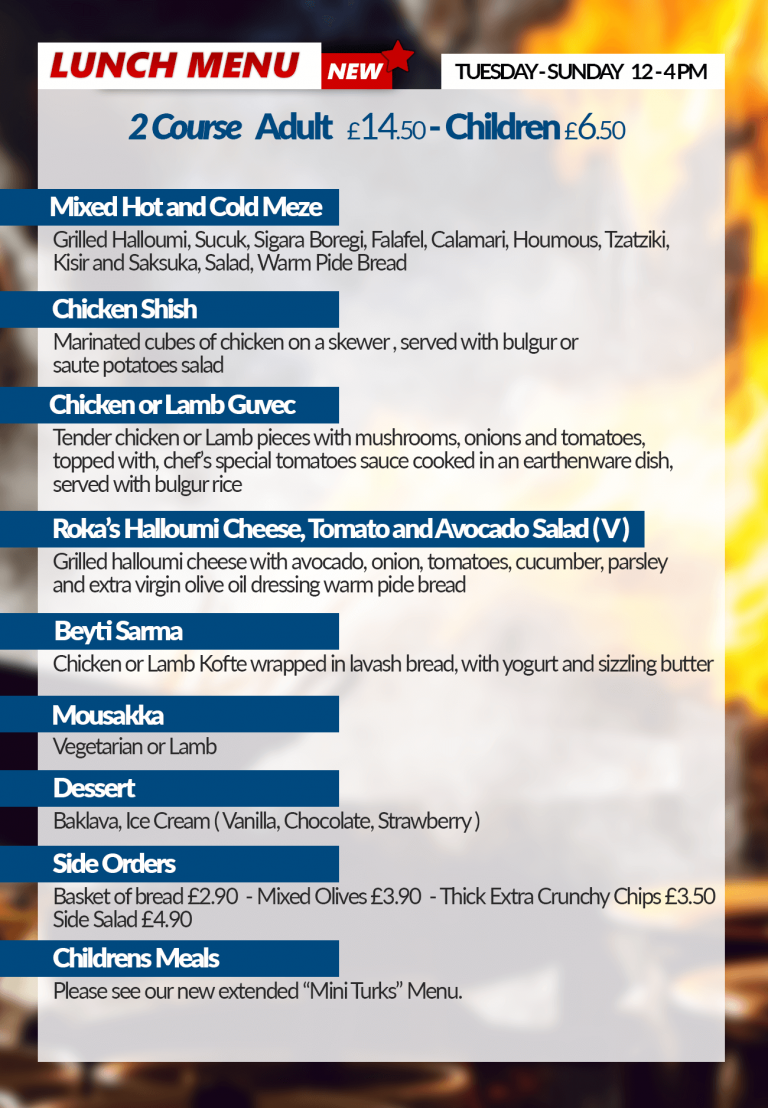 Our Menu - Roka The Square | Bagshot Mediterranean Restaurant & Dinner